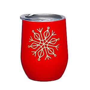 Cambridge EHGRD5CB1DS 12 Oz Red Snowflake Tumblers, Set of 2, Christmas Theme