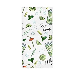 OTVEE Summer Cocktail Mojito Towel Washcloth 30x15 Inch Polyester Fingertip Towel for Home Bathroom Decor