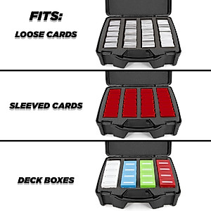 CASEMATIX Trading Card Case Organizer for 3200 Cards - 16" Hard Shell Holder with 40 Dividers and Protective Foam Interior for Card Game Storage