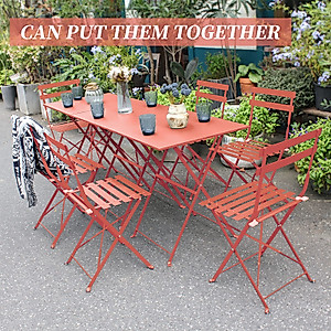 SUMETURE 3Pcs Patio Bistro Set, Folding Outdoor Patio Furniture Sets,1 Folding Patio Table and 2 Chairs Indoor and Outdoor for Patio, Yard, Garden (Terracotta)