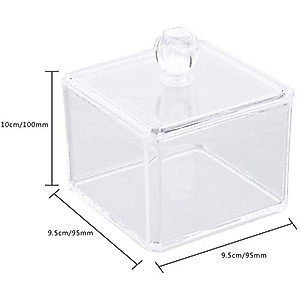 PuTwo Makeup Organizer Bathroom Storage Cotton Buds Dispenzer Cotton Swabs Holder with Lid - Square