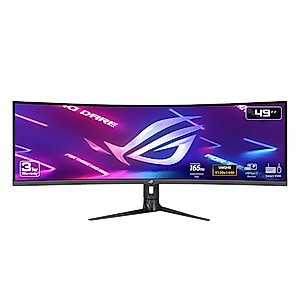 ASUS ROG Strix 49” Ultra-wide Curved HDR Gaming Monitor (XG49WCR) - Dual QHD 32:9 (5120 x 1440), 165Hz, Extreme Low Motion Blur Sync, USB-C, RJ45, DisplayHDR400, 90% DCI-P3, Dual Input-KVM Switch