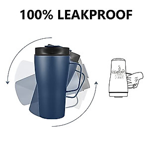 CIVAGO 20 oz Insulated Coffee Mug with Lid, Stainless Steel Coffee Travel Mug with Handle, Double Wall Vacuum Tumbler with Lid and Straw, Thermal Cup, Navy Blue