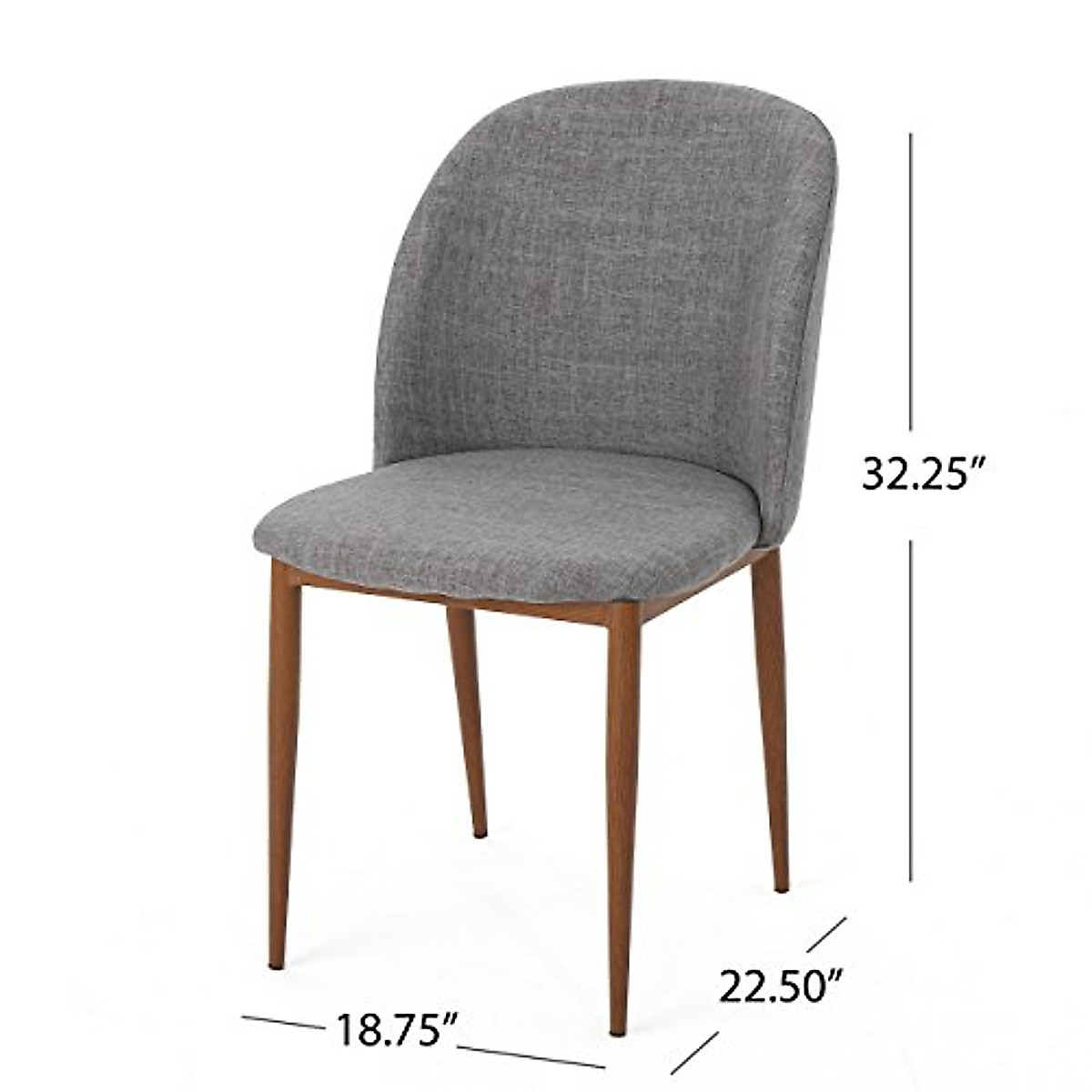 Christopher Knight Home Anastasia Fabric Dining Chairs, 2-Pcs Set, Light Grey / Light Walnut