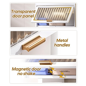 Cozivolife Over The Toilet Storage Cabinet,Bamboo Bathroom Organizer Rack with Lid and 2 Hooks,Space Saver Shelf for Bathroom,No Drilling Design Wall Mounted (White, L)