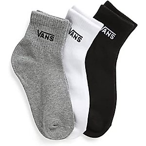 Vans, Women's Half Crew Socks, 3 Pair Pack | 6.5-10, Assorted (Black/Grey/White)