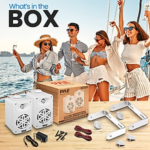 Jovial Bluetooth Indoor Outdoor Speakers Pair-200 Watt Dual Waterproof 3.5” 2-Way Full Range Speaker System w/1/2” High Compliance Polymer Tweeter-Home,Boat,Marine,Deck,Patio,Poolside(White)