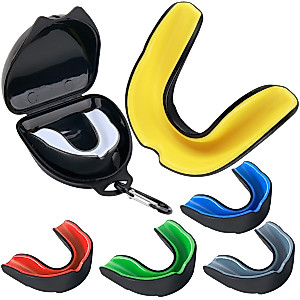 Vanmor Sports Mouth Guard, 6 Pack Youth Mouthguard for Youth Adults Double Colored Gum Shield with Case for Football Basketball Boxing MMA Hockey, Moldable Kids Mouthpiece for Lacrosse Rugby Taekwondo
