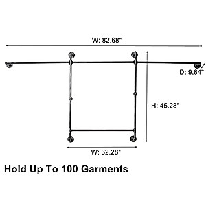 Industrial Pipe Clothing Racks with Shelves, Wall Mounted Clothes Racks with Hanging Rod, Heavy Duty Garment Racks, Industrial Retro Steampunk Closet Organizer Hall Tree for Home Retail Store