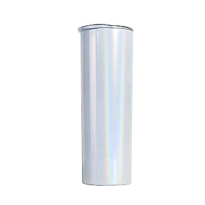 20oz CASE (4 UNITS) Glitter Skinny Strainght Sublimation Tumblers (White, 4)