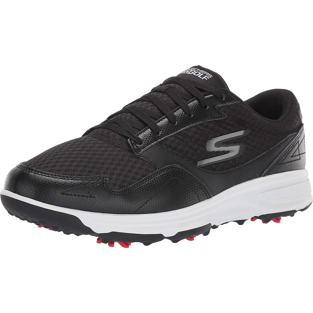 Skechers Men's Torque Sport Fairway Relaxed Fit Spiked Golf Shoe, Black/White, 11 M US