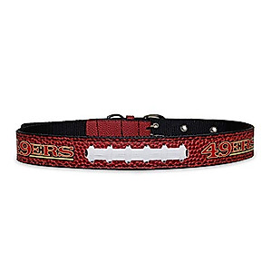Pets First Tough Leather Pet Collar NFL SAN Francisco 49ERS Premium Dog Collar, Limited Edition, Size Medium. Best & Strongest Heavy-Duty Dog Collar!, Medium (16-20"" Long & 1"" Wide)