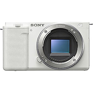 Sony ZV-E10 Mirrorless Camera (Body Only, White) (ILCZV-E10/W) + Sony 18-105mm Lens + 64GB Memory Card + Color Filter Kit + Filter Kit + Corel Photo Software + Bag + NPF-W50 Battery + More (Renewed)