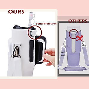 ZOYEPIN Water Bottle Carrier Bag with Strap, Durable Stanley Carrier for Stanley 40 oz Tumbler with Handle, Includes Extra One Blind Box Straw Cover, Stanley Cup Accessories for Hiking, Travelling