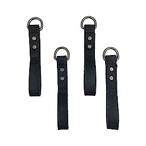 Hide & Drink, Leather Heavy Duty Suspender Loop Attachment (4 Pack), Tool Belt Accessories, Durable, Fine Grain Leather, Vintage Style, Handmade - (Charcoal Black)