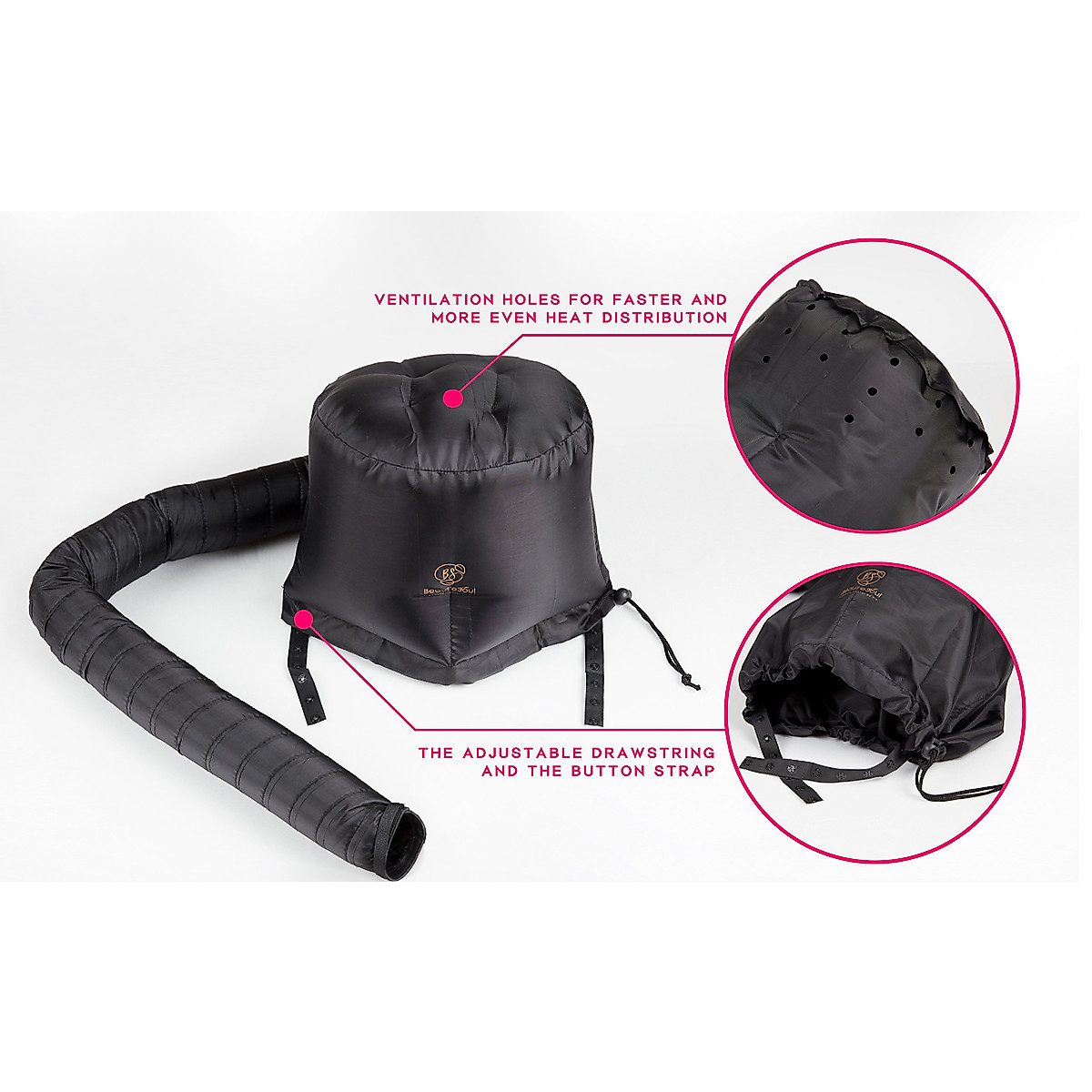 BEAUT'E SEOUL Hooded Hair Dryer Set for Cowash - Beaute Seoul Bonnet Hair Dryer Attachment with Cowash Pod for Natural Curly Textured Hair Care