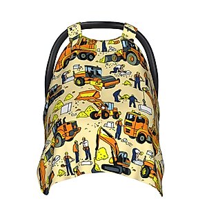 Construction Trucks Pattern Baby Car Seat Canopy Covers Breastfeeding Scarf Nursing Apron Stroller Cover for Boys Girls