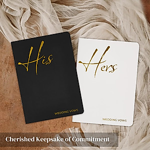 CICPAP Vow Books His and Hers, Wedding Vow Books with Gold Foil Lettering for Your Wedding, Perfect Wedding Present for Keepsake-Black&White