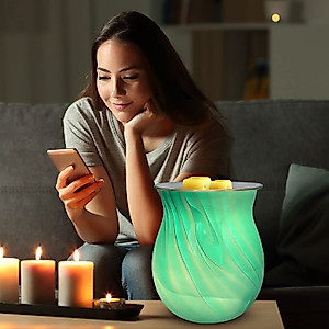 MeplLivs Electric Wax Warmer Art Glass Scented Essential Oil Warmer Tart Burner for Wax Melts Fragrance Candle Night Light Lamp for Gifts & Decor, Home, Office, Bedroom, Living Room. (04)