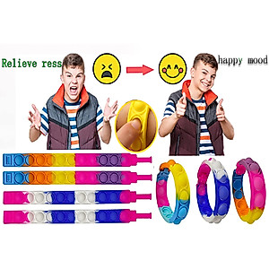 TOMOIN 30 Pcs Pop Fidget Bracelet, Wearable Push Pop Bubble Sensory Toy Stress Relief Silicone WristbandFidget Toy ,for Kids, Adults and ADHD Autism Anxiety Pop Colorful Wristband