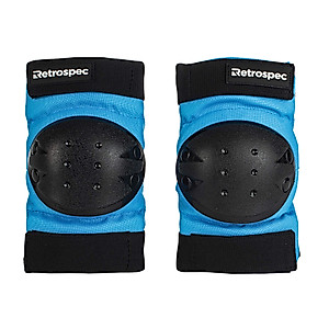 Retrospec Adult/Youth/Child Knee Pads Elbow Pads and Wrist Guards Protective Gear for Skateboarding Roller Skate BMX and Scooter Multi Sport Pad Set, Blue, Youth (10-14 Years)