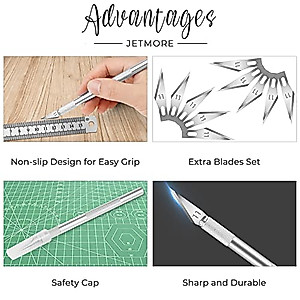 Jetmore 72 Pack Craft Knife Exacto Knife, Steel Hobby Knife Precision 2 Handles Knifes with 70pcs #11 Hobby Knife Blades with Storage Case, Craft Knife Kit for DIY, Art Work, Cutting, Carving
