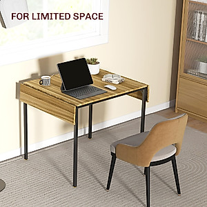 HOMCOM Industrial Folding Dining Table for 2 to 4, Space Saving Drop Leaf Kitchen Table for Small Spaces, Walnut