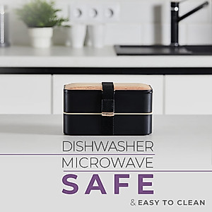 Premium Bento Lunch Box in 8 Modern Colors-Multipack, 2x2 Leak-proof Compartments, Includes Sauce Container, Divider, Cutlery & Chopsticks, 40oz Japanese Bento Box for Adults & Kids, Microwave-safe