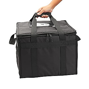 Stockroom Plus Commercial Insulated Food Delivery Bag with Handles and Zipper Top for Hot and Cold Food Delivery (XL 16x15.6x13.2 in, Black)