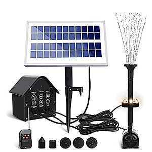 LUKEO Fountain Pump Solar Fountain Pump 5 LED Lights 3.6W Solar Fountain Water Pump Flow 200L/H With 5 Fountain Style For Pool