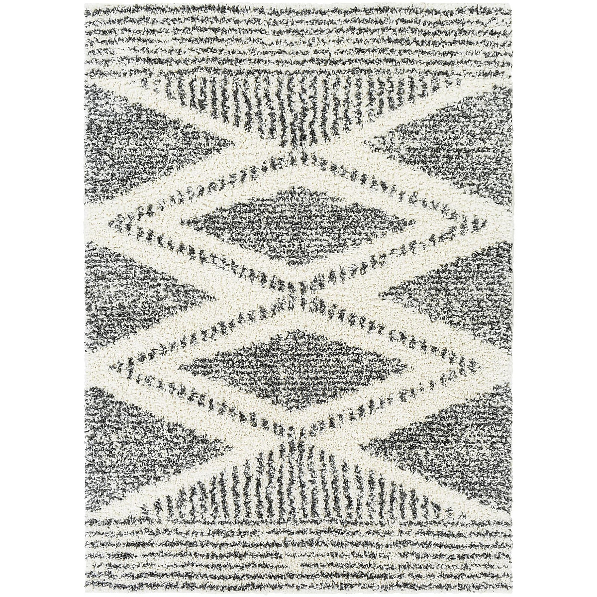 Mark&Day Area Rugs, 5x7 Gever Global Shag Charcoal Area Rug, Grey Cream White Carpet for Living Room, Bedroom or Kitchen (5'3" x 7'3")