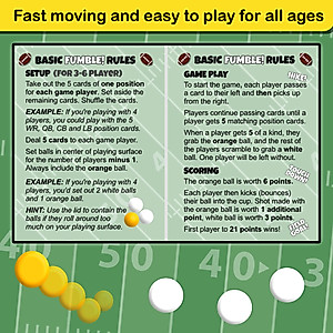 ThunderMouse Games Fumble! Football Card and Pong Game for Adults and Kids 6+ | Cup Pong Game | Fun Game | Football Card Game