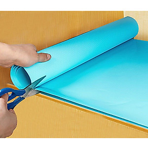 MULLSAN Can be Cut Wire Shelving Papers Mats Vinyl Shelf Liners for Kitchen Cabinets,Drawer,Refrigerator Lining,17.7''X60'' (Blue)