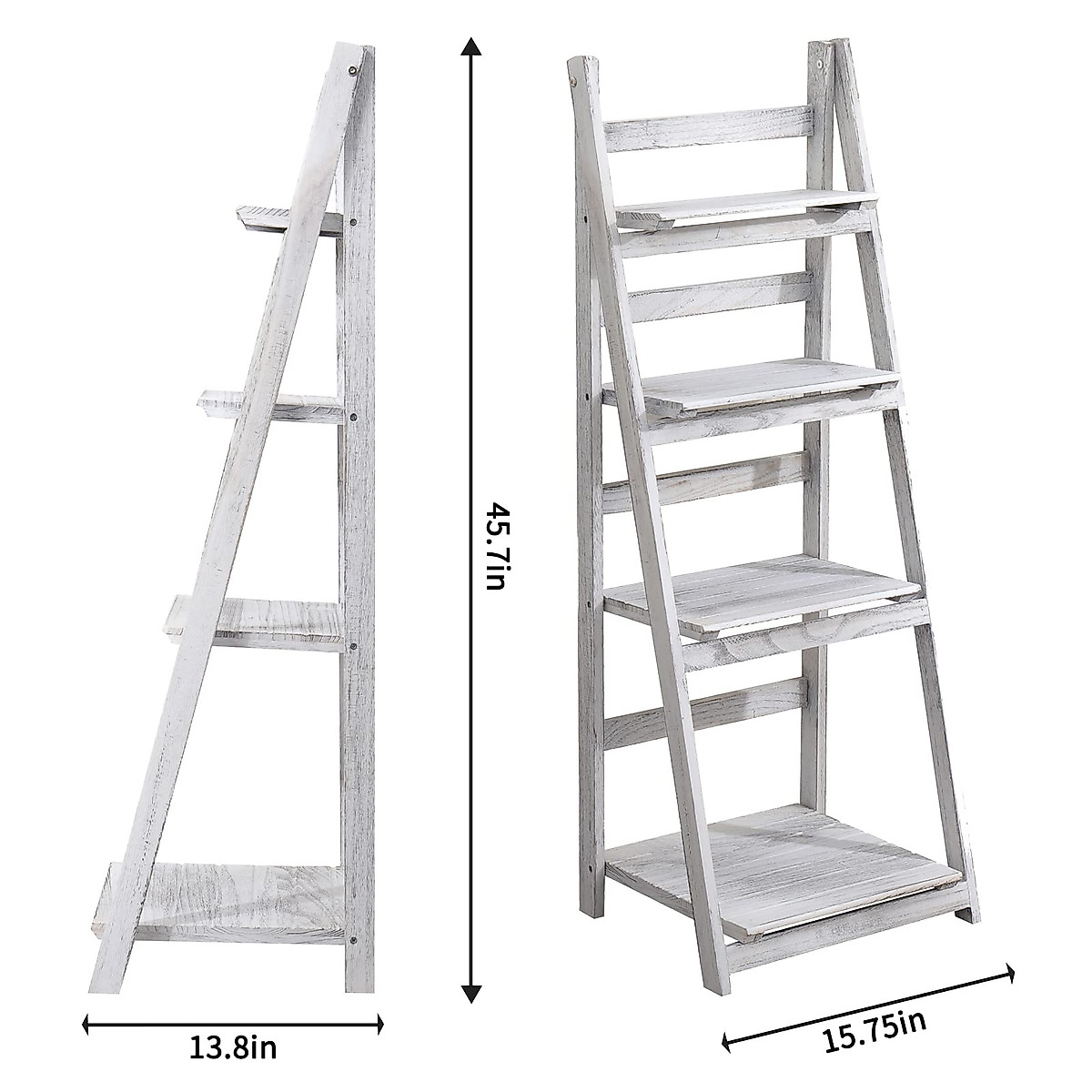 ECOMEX 4 Tier Foldable Bookshelf Storage Rack for Home Bedroom Office, Paint White
