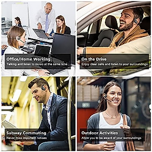 Giveet Bluetooth 5.3 Headset with Detachable Microphone, DSP Noise Cancelling Wireless Headset for Phone PC Laptop, Open Ear Comfort Headphones for Office Home Working Driving Running, 12 Hrs Playtime