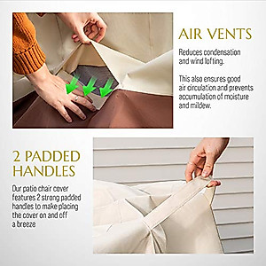 Signature Living Set of 2 Outdoor Waterproof Patio Chair Covers, Durable 600D UV-Coated Polyester Outdoor Chair Covers for All-Weather Protection (Tan, Large 40 Inch)