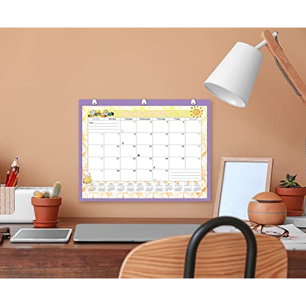 2023-2024 Academic Year 12 Months Student Calendar/Planner in Protective Sleeve for 3-Ring Binder, Desk or Wall -v003