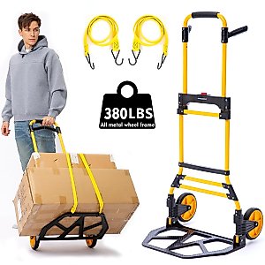 INNOCEDEAR Folding Hand Truck and Dolly,380 lb Capacity Portable Cart with Telescoping Handle and Rubber Wheels for Moving,Shopping,Travel,Office Use