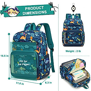 LEDAOU Kids Preschool Backpack Boys Kindergarten BookBag Elementary Waterproof School Bag (Dinosaur Leaf)