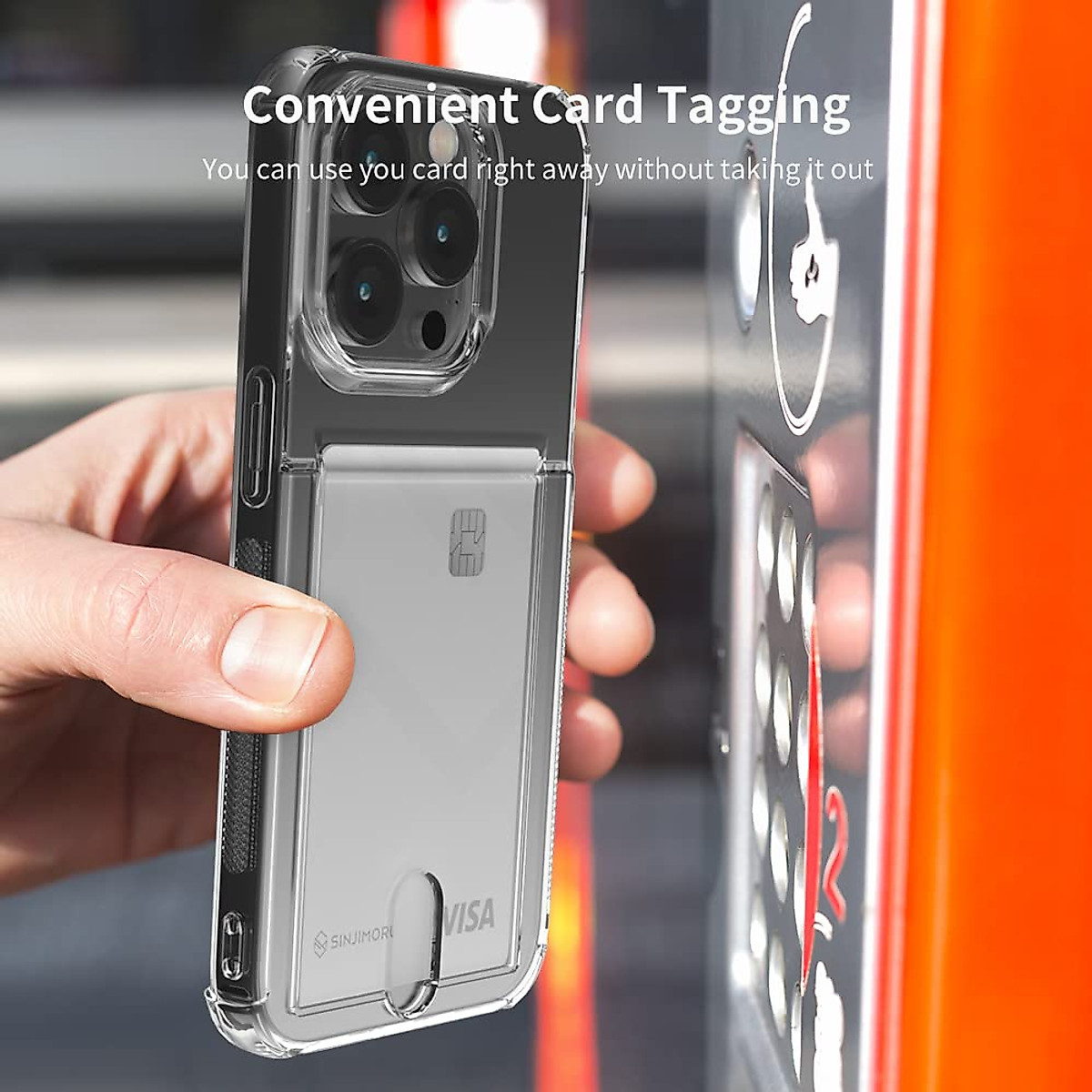 Sinjimoru Air-Tip TPU Phone Case with Card Holder, Slim Fit Clear Phone Wallet Case for Apple iPhone 15 14 13 12 Cell Phone Cover as Credit ID Card Sleeves. Air-Shield with Card Slot iPhone 13 Pro Max