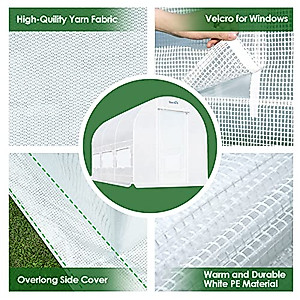 Quictent 2 Doors Reinforced PE Cover 12x7x7 FT Portable Greenhouse Large Walk-in Green Garden Hot House(White)