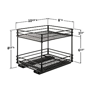 Kitsure Spice Rack Organizer for Cabinet - 2 Packs, Easy-to-Install Pull Out Spice Cabinet Organizers, 8''Wx10.23''Dx8.54''H Slide Out Spice Racks, Double Layer(Jars Not Included)
