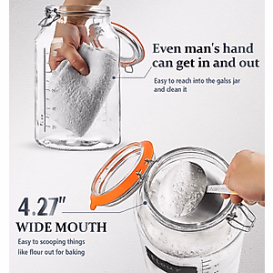 Folinstall Super Wide Mouth Glass Storage Jar with Airtight Lids, 1 Gallon Large Mason Jars with 2 Measurement Marks, Large Capacity for Pickle Jar, Overnight Oats