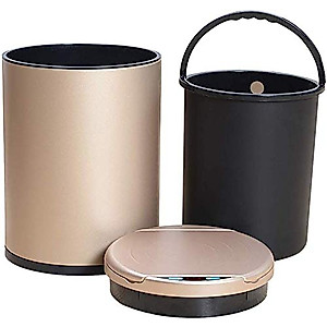 JLDN 12L/3Gallon Touchless Automatic Trash Can Smart, Kitchen Trash Binwith Lid Motion Sensor Garbage Can High-Capacity Waste Dust Bin Adjustable,Gold