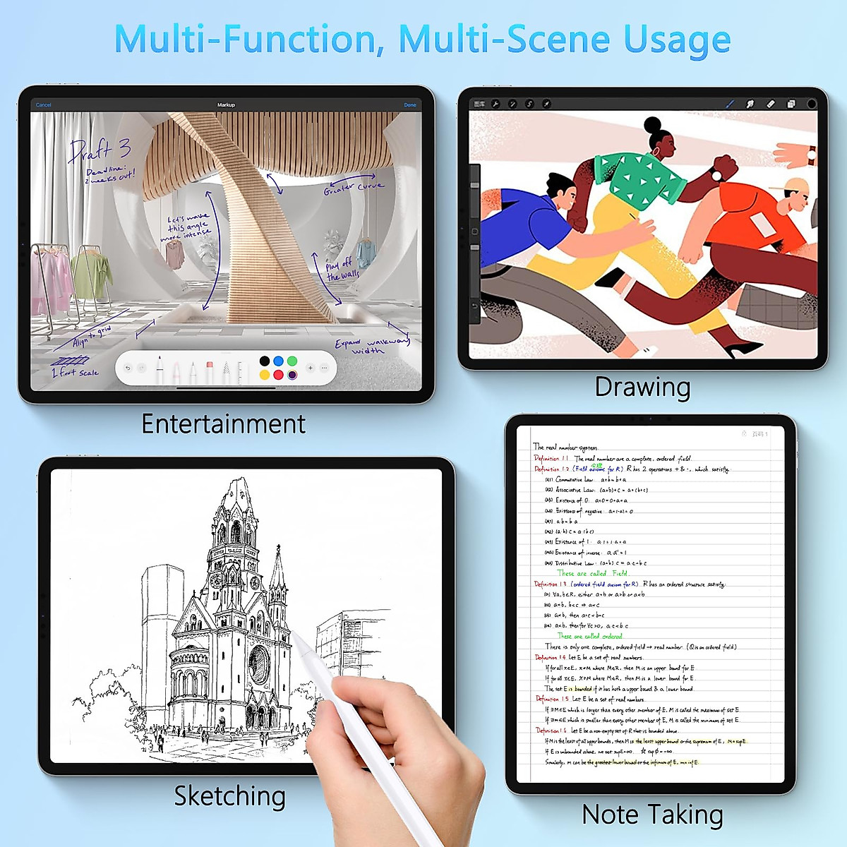 Stylus Pen for iPad 2018-2024, 2X Fast Charge iPad Pencil 2nd Generation Compatible with Apple iPad Pro M4/ Pro 12.9"(6/5/4/3)/ Pro 11"(4/3/2/1), iPad Mini 6/5, iPad Air (M2/5/4/3), iPad (10/9/8/7/6)
