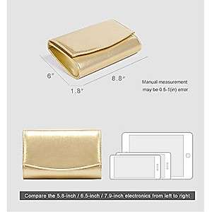 WALLYN'S Women Woven Leather Wallets Fashion Clutch Purses, Evening Bag Handbag Solid Color (Woven Gold)