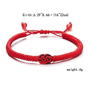 RINHOO Red String Bracelets Protection Adjustable Good Luck Vajra Knot Bracelet for Couples Friends Family Women Men (Vajra Knot-Red+Red, Adjustable)