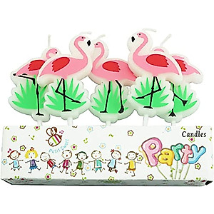 JCBIZ 5pcs Birthday Cake Candles Flamingo Pattern 25x25mm Creative Candles for Party Supplies, Cake Decoration