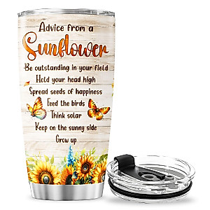 JENOIS Sunflower Gifts, Sunflower Advice, Floral Cups Flower, Tumbler 20 Oz With Lid And Straw