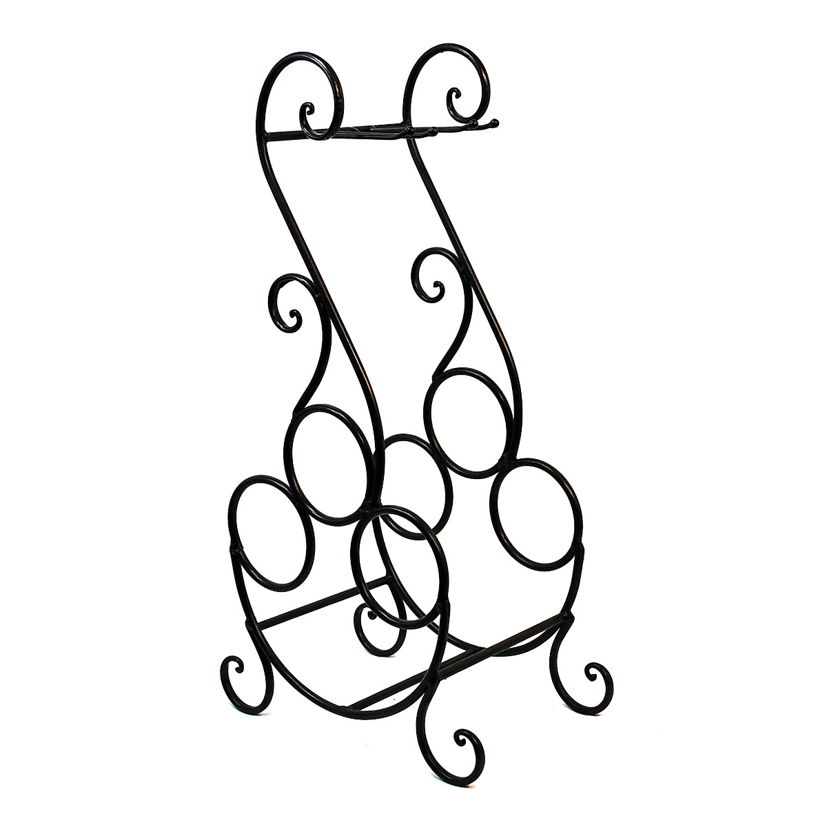Majestic Handicrafts Free Standing Iron Wine Rack and Wine Glass holder